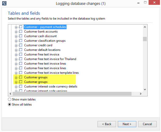 Database log – important fields from a finance perspective (1 ...