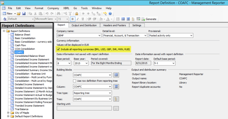 Management Reporter – Reports based on different Chart of Accounts ...